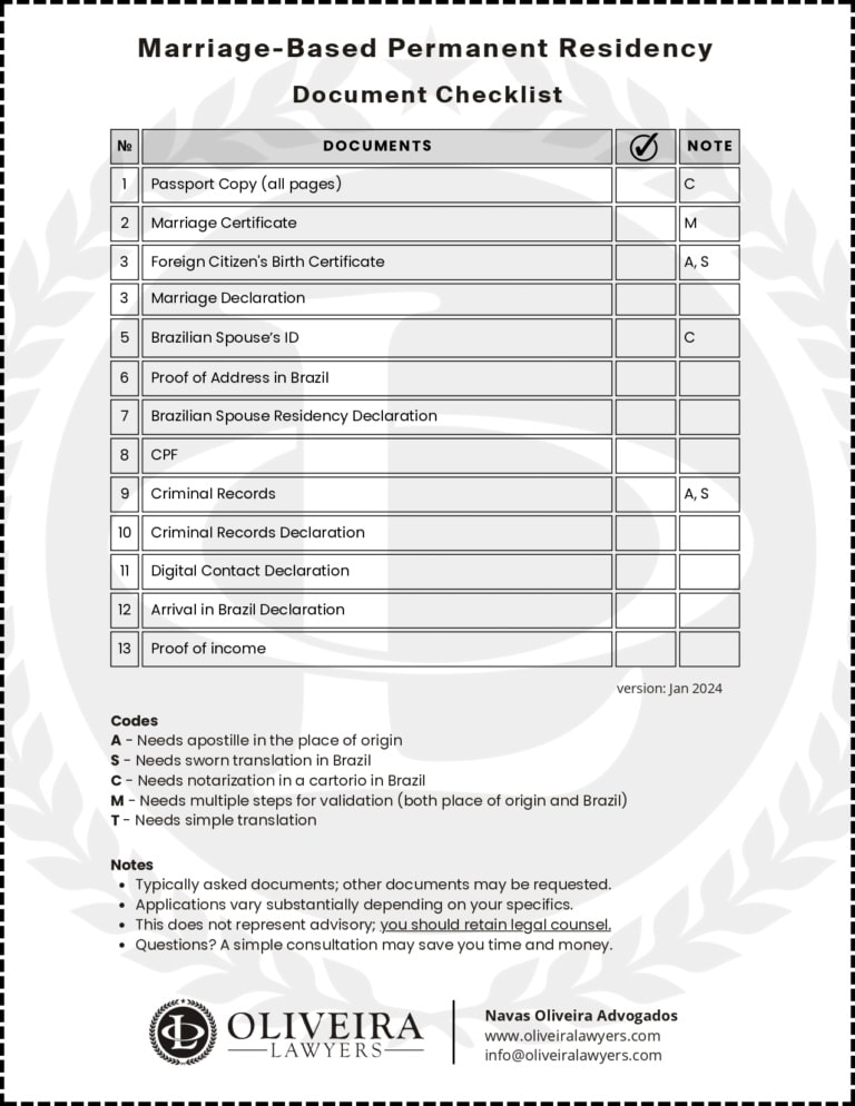Brazil Marriage Residency - Brazil Spouse Visa | Oliveira Lawyers